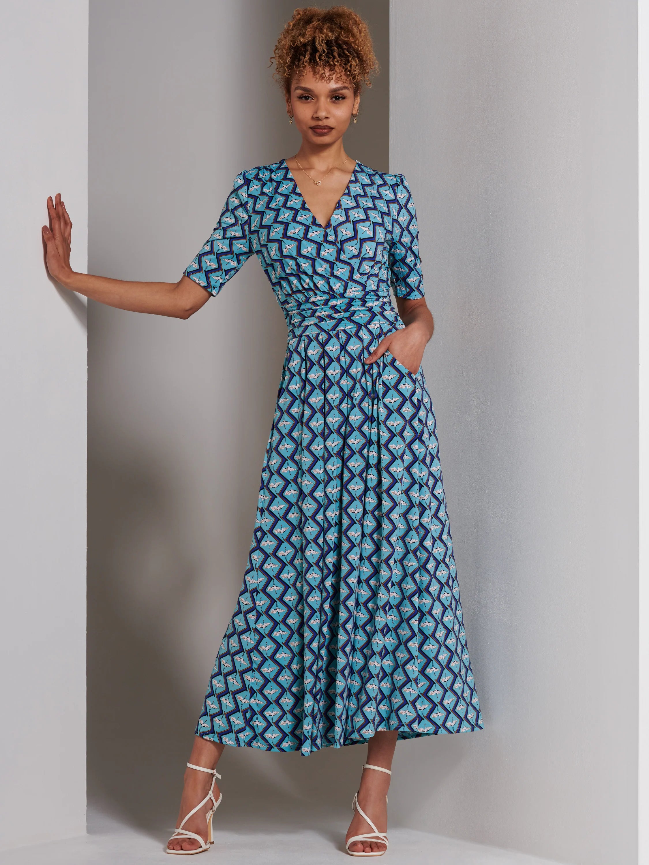 Bree Geo Print Dress - Green – Harper