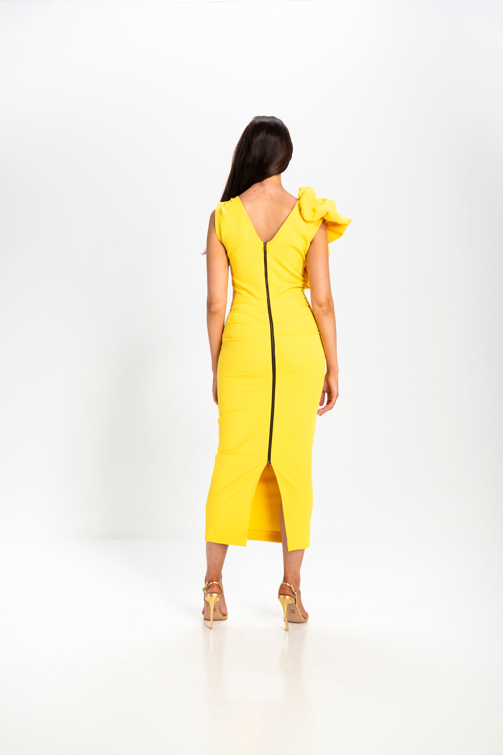 Bobbie Plunge Knee Dress - Yellow – Harper