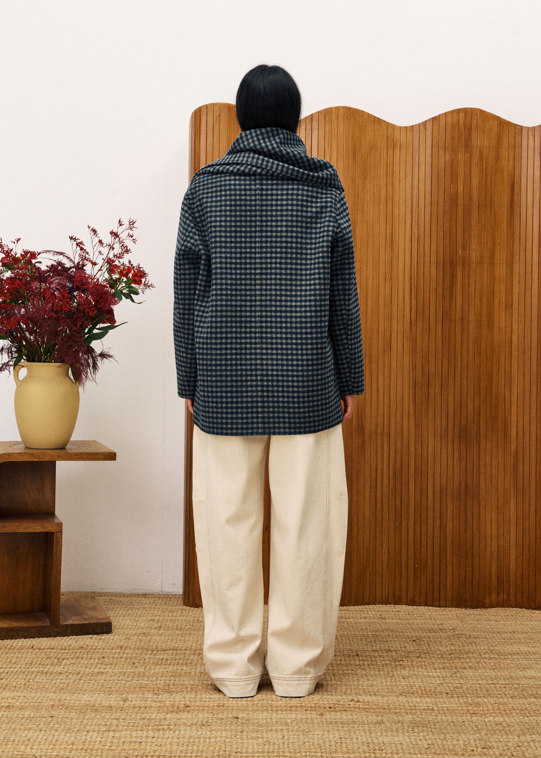 Shadow short check coat – Harper